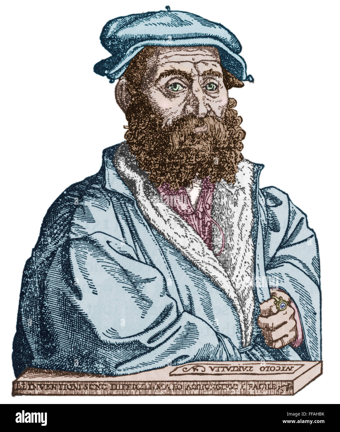 NICCOL╥ TARTAGLIA /n(1500?-1557). Italian mathematician. Woodcut from ...