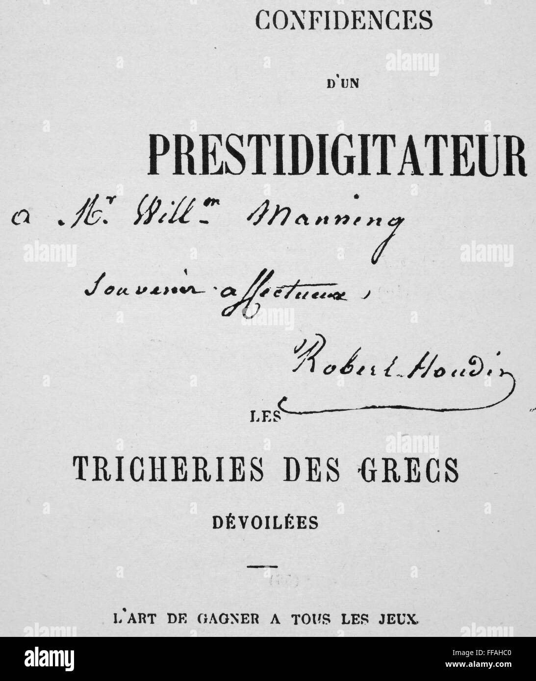 JEAN EUGENE ROBERT HOUDIN /n(1805-1871). French magician. Title page of ...