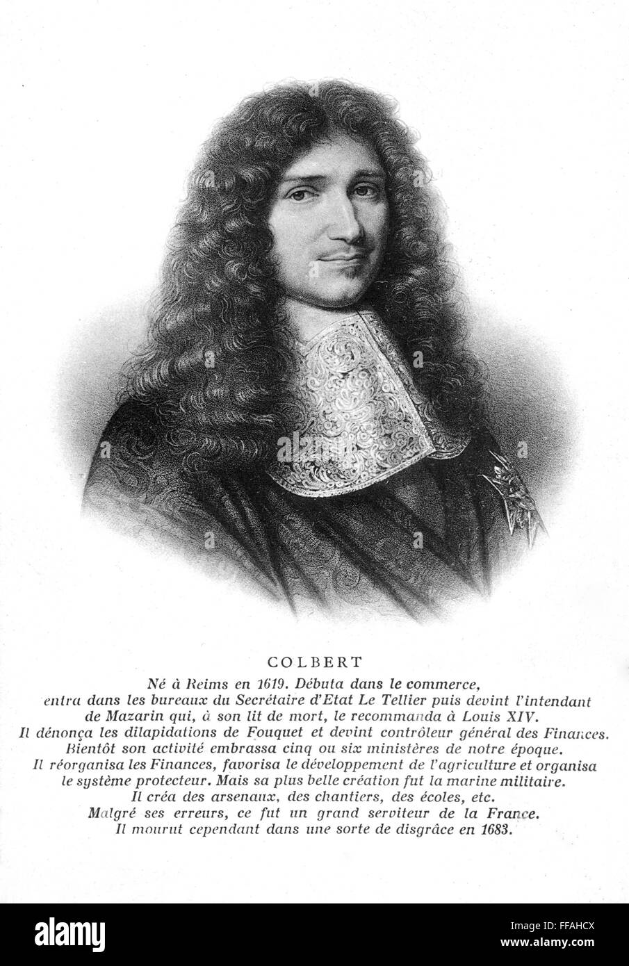 JEAN-BAPTISTE COLBERT /n(1619-1683). French politician. Lithograph ...
