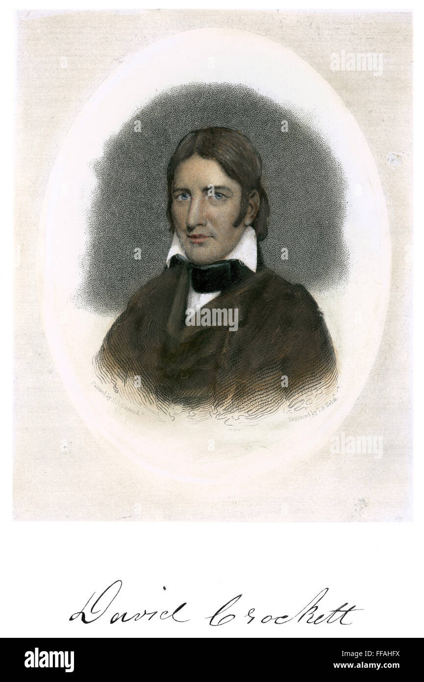 DAVY CROCKETT (1786-1836). /nAmerican soldier and frontiersman: colored ...