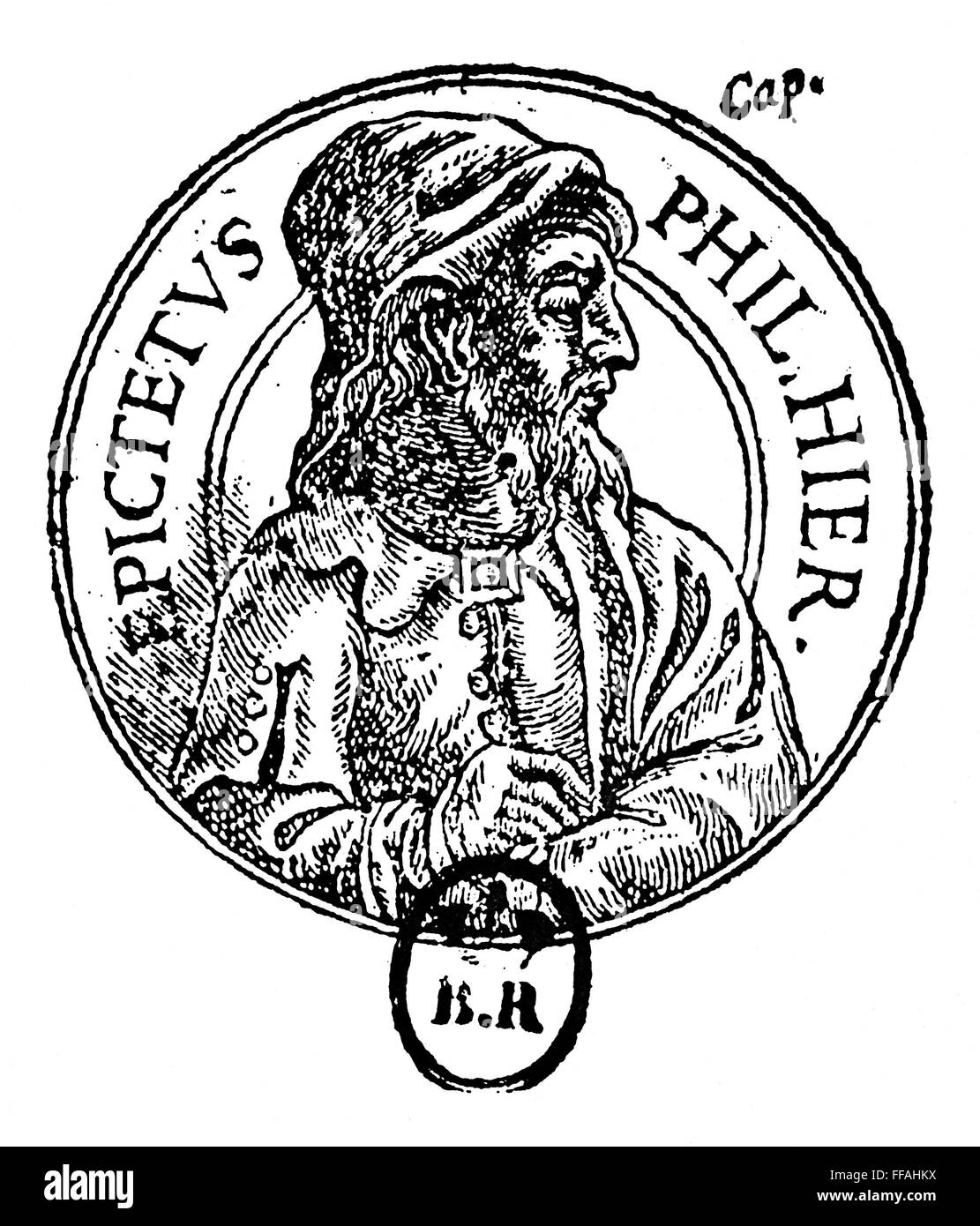 EPICTETUS (born 50 A.D.). /nGreek Stoic philosopher. Woodcut, 16th ...
