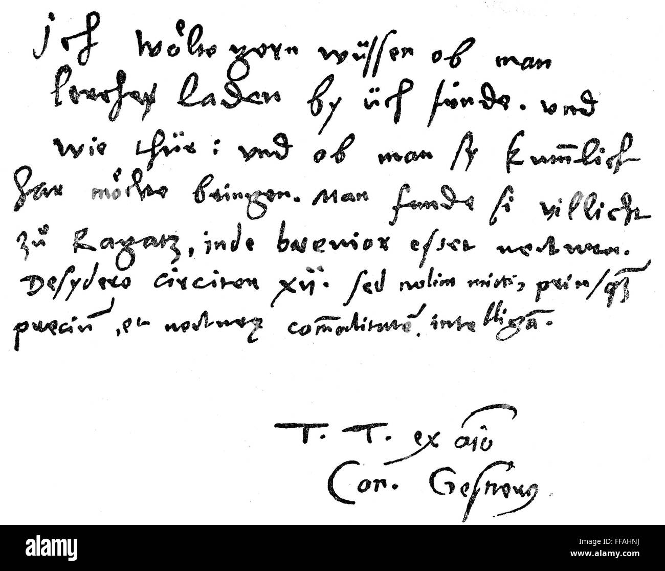 KONRAD VON GESNER /n(1516-1565). Swiss naturalist. Holograph manuscript ...