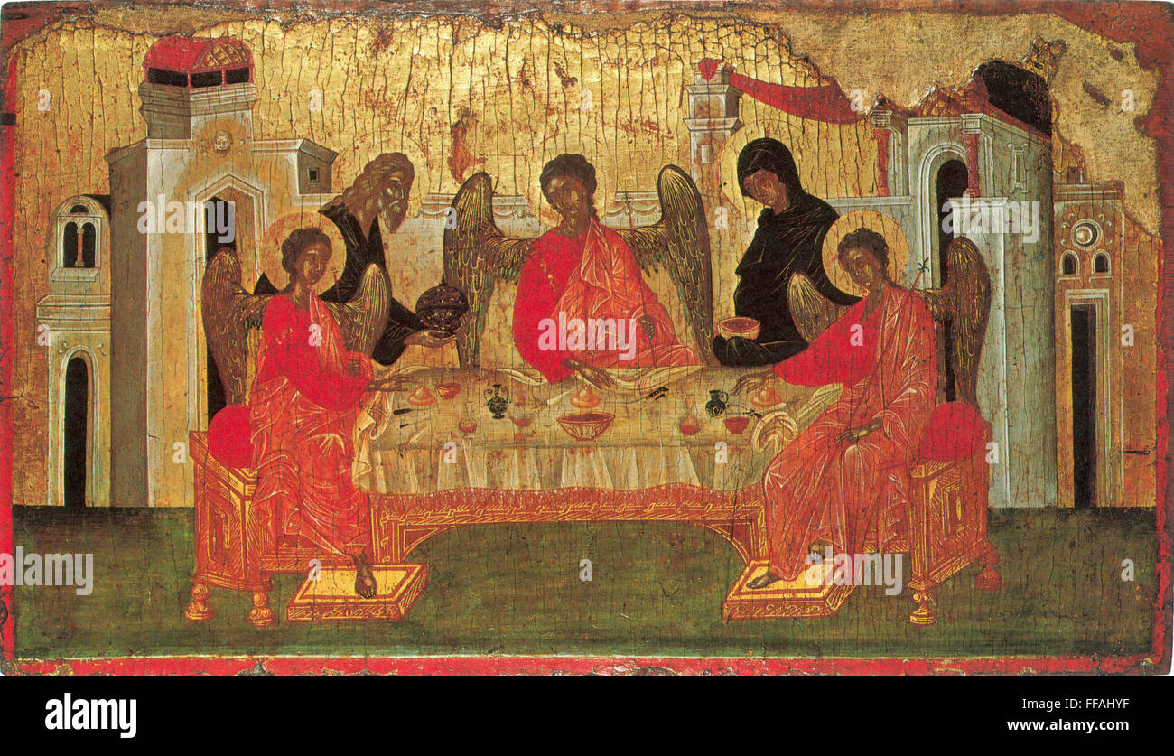 ICON: ABRAHAM & ANGELS. /nAbraham and Sarah serving the three angels in ...