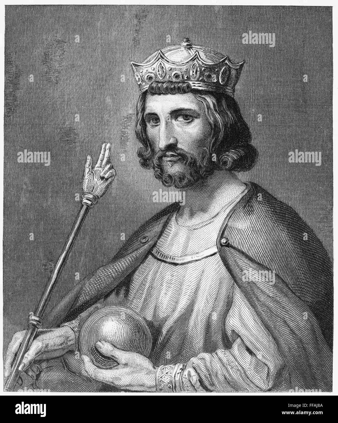 HUGH CAPET (c938-996). /nKing of France, 987-996. Line engraving ...