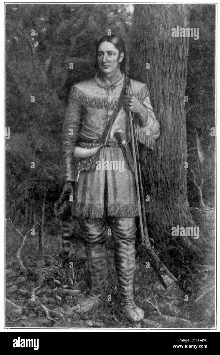DAVY CROCKETT (1786-1836). /nAmerican frontiersman. Illustration, 19th ...