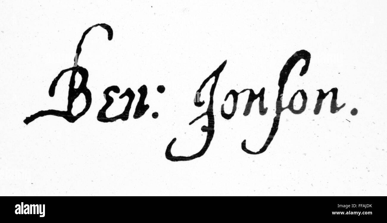 BEN JONSON (1572-1637). /nEnglish playwright and poet. Autograph ...