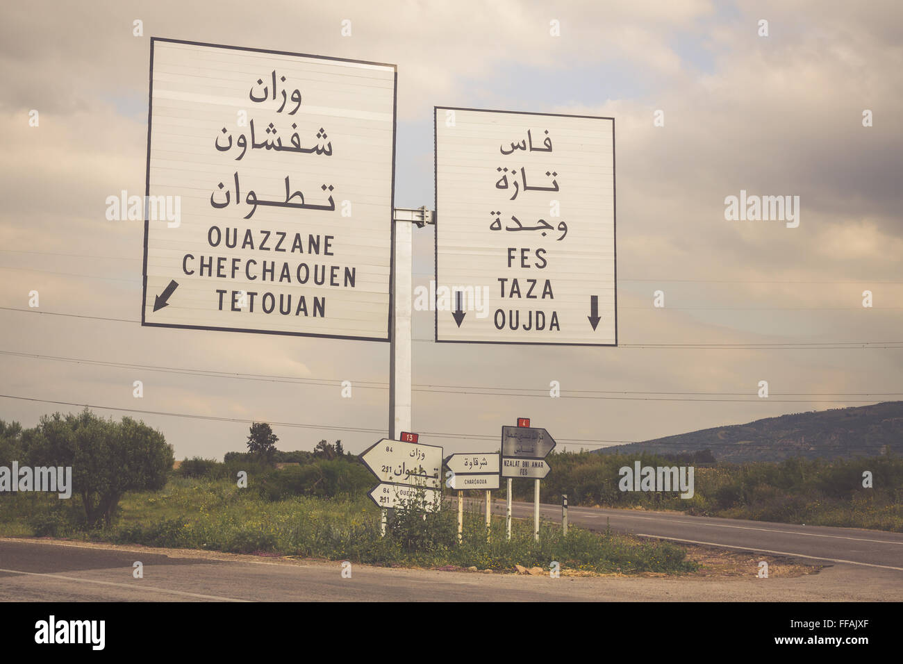 Road Sign in Morocco Stock Photo - Alamy