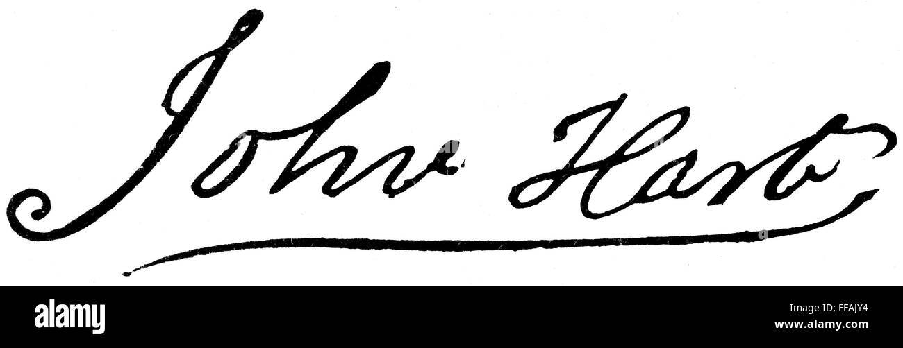 John Hart Signature Hart, John. Receipt. Signed Public Domain