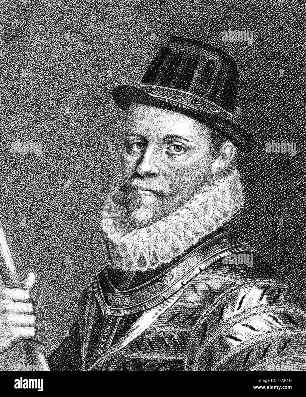 SIR JOHN HAWKINS (1532-1595). /nEnglish naval commander. Aquatint ...