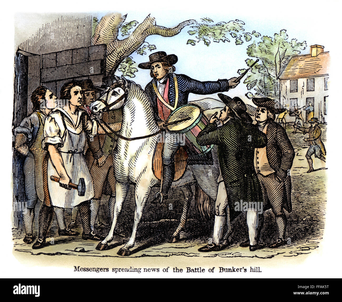 BATTLE OF BUNKER HILL, 1775. /nA messenger journeying across ...