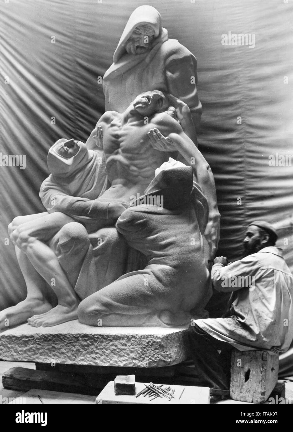 IVAN MESTROVIC (1883-1962). /nYugoslavian sculptor. Mestrovic carving ...