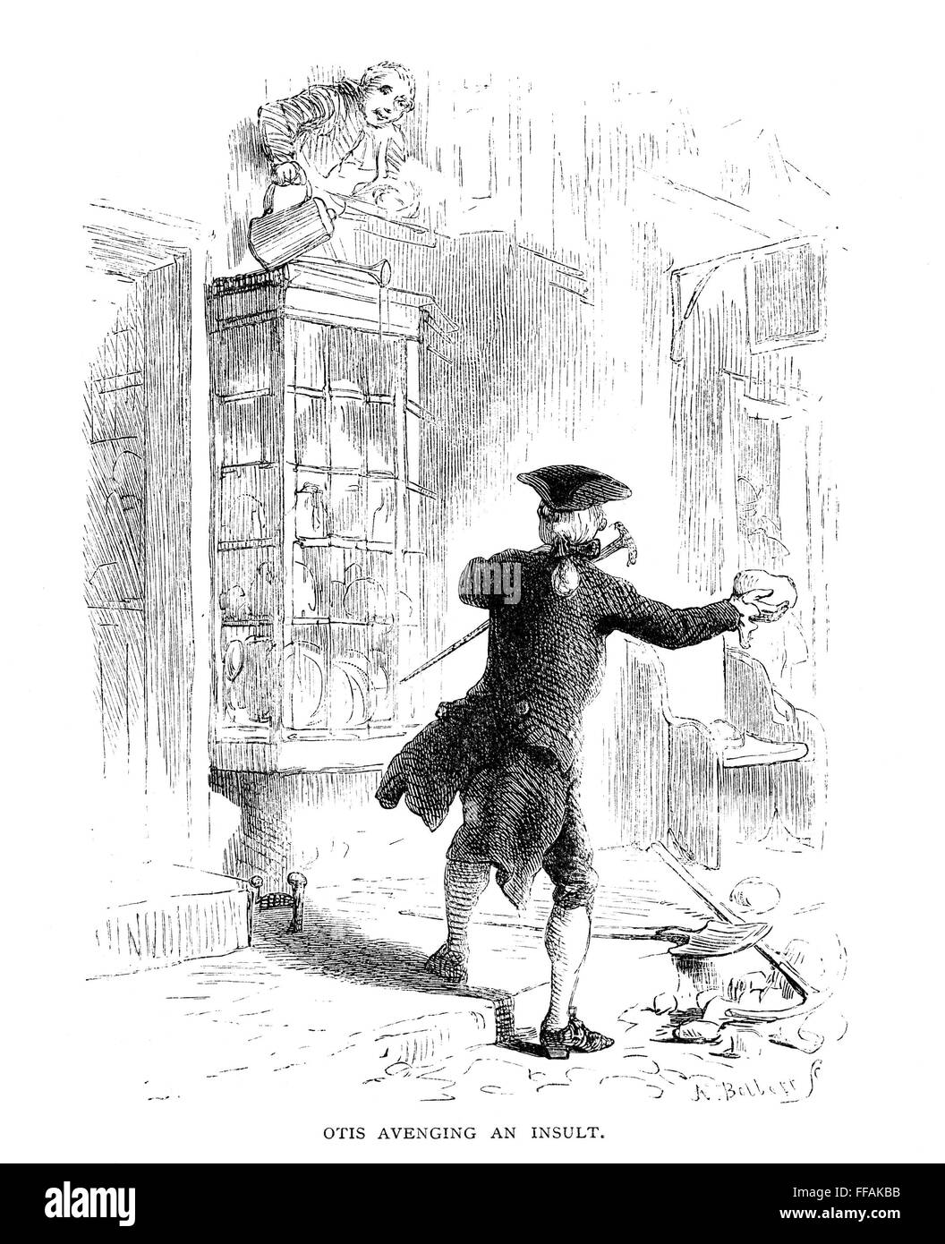 JAMES OTIS (1725-1783). /nAmerican revolutionary patriot. Otis throwing ...