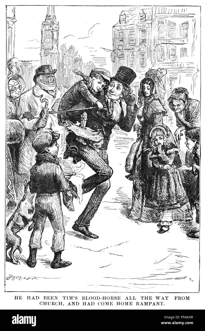 Bob Cratchit And Tiny Tim Nwood Engraving From A 19th Century American