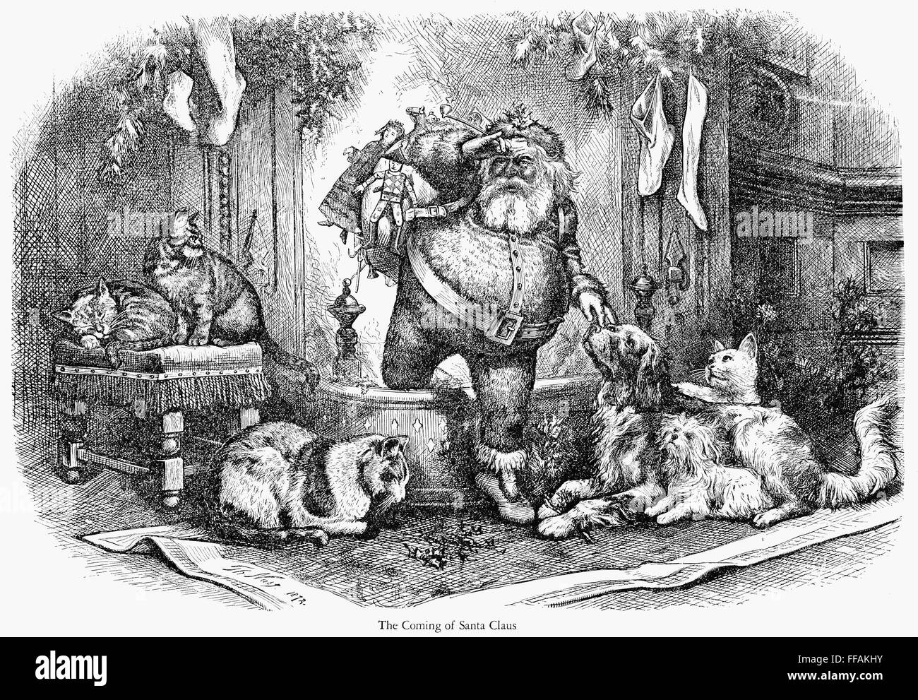 THOMAS NAST: SANTA CLAUS. /n'The Coming of Santa Claus.' Wood engraving ...