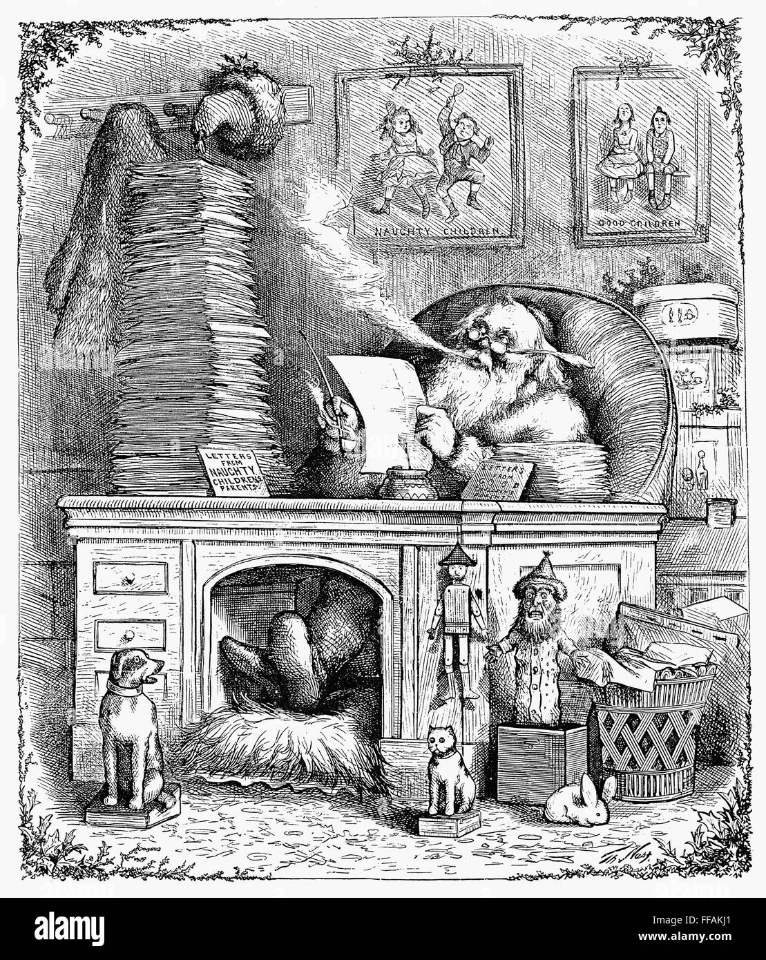 THOMAS NAST: SANTA CLAUS. /n'Santa Claus's Mail.' Wood engraving after ...