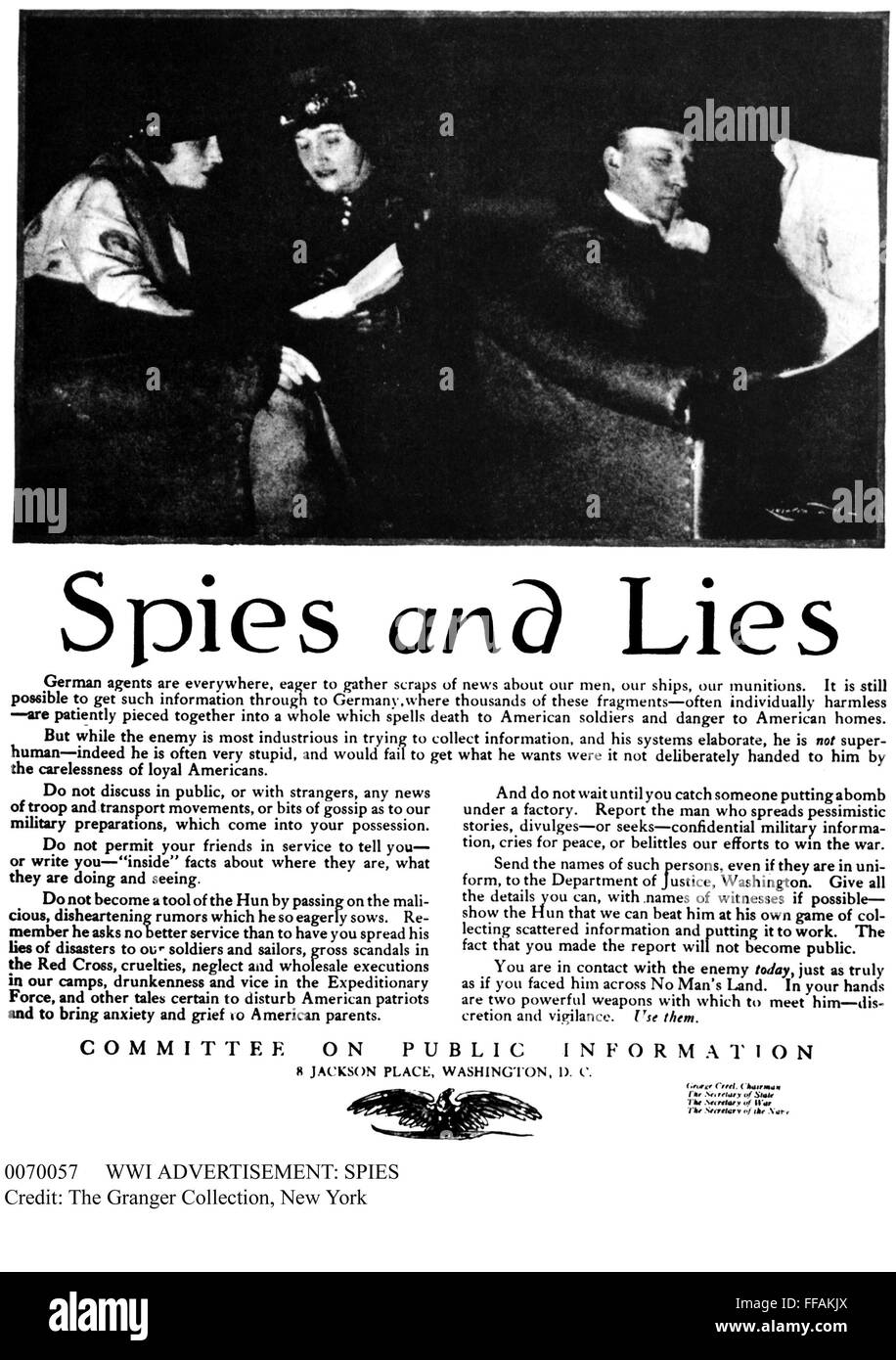 WORLD WAR I: ADVERTISEMENT. /n'Spies and Lies.' American magazine ...