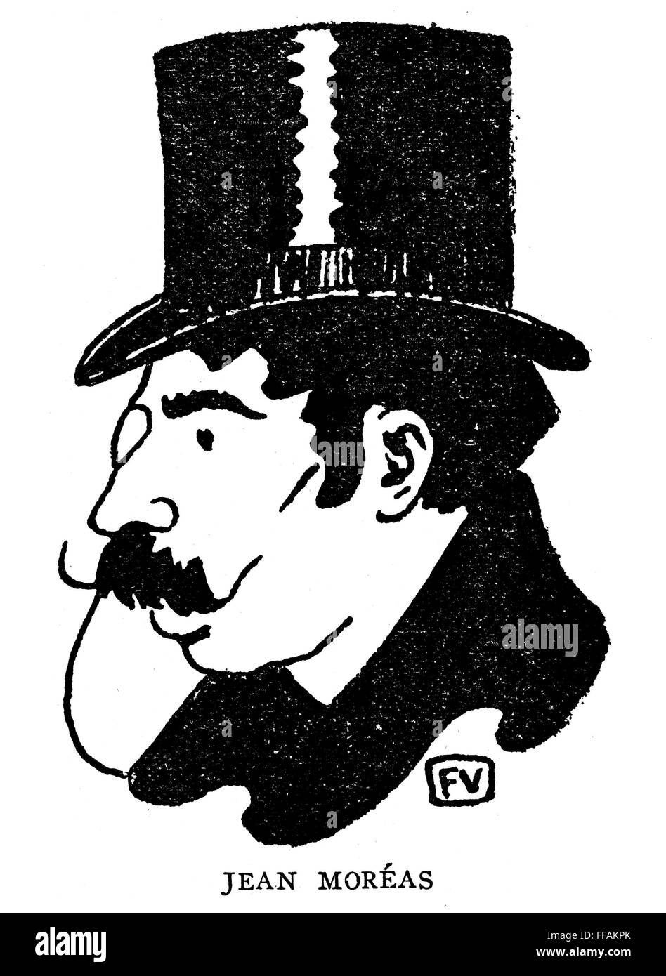 JEAN MOREAS (1856-1910). /nFrench Symbolist poet. Caricature Stock ...