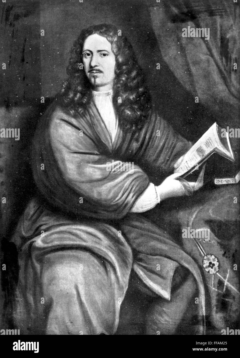 MARCELLO MALPIGHI /n(1628-1694). Italian anatomist. Malpighi holding a ...