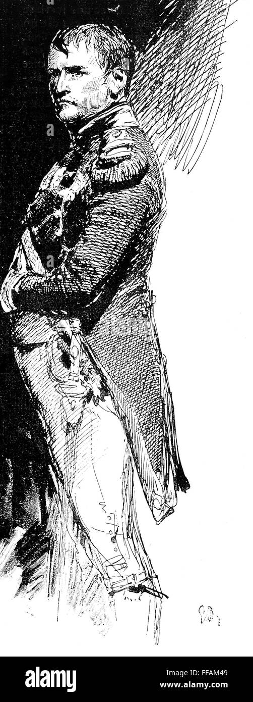 NAPOLEON I (1769-1821). /nEmperor of the French. Pen and ink drawing ...