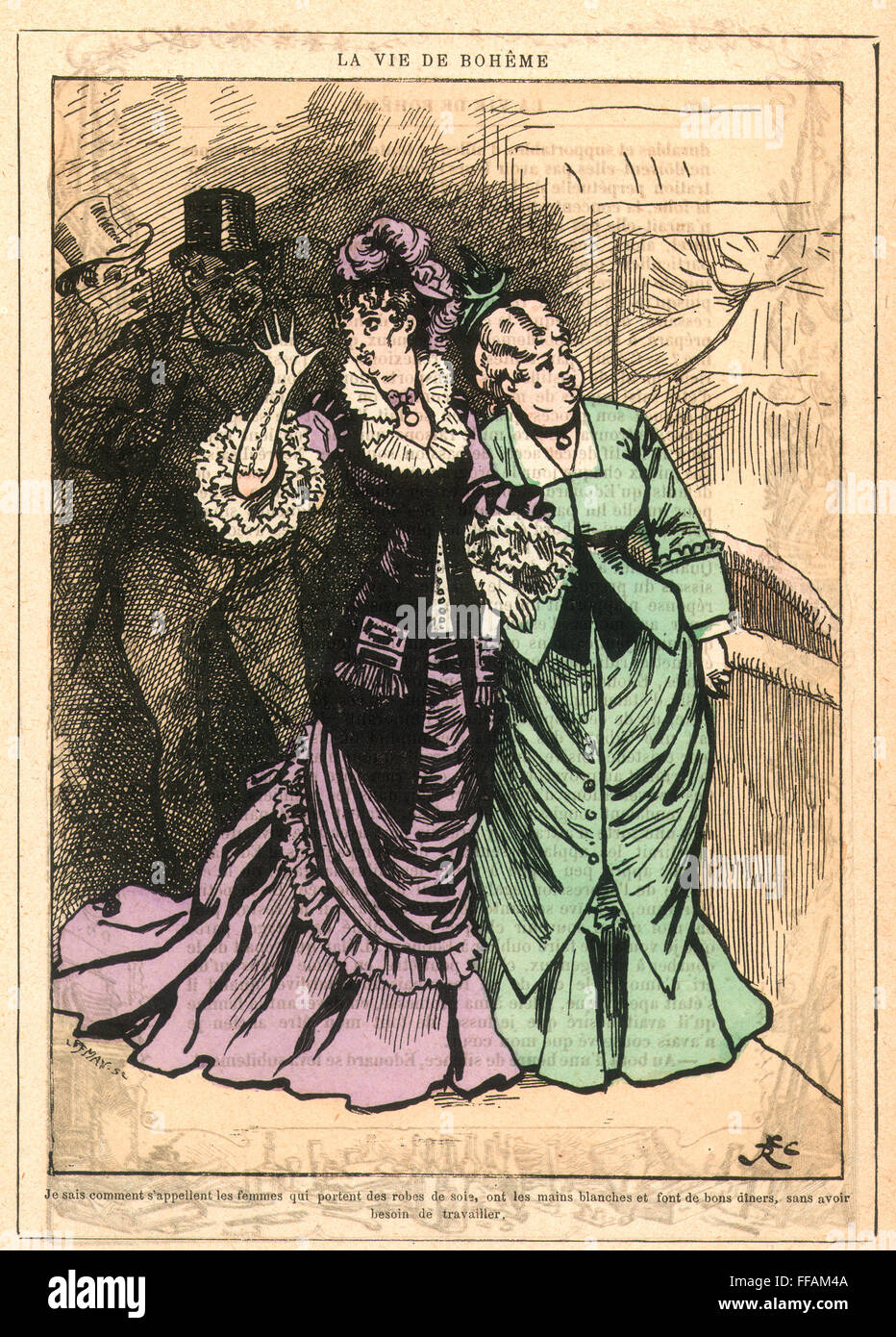 MURGER: VIE de BOHEME, 1849. /nIllustration by Andre Gill to a 19th ...