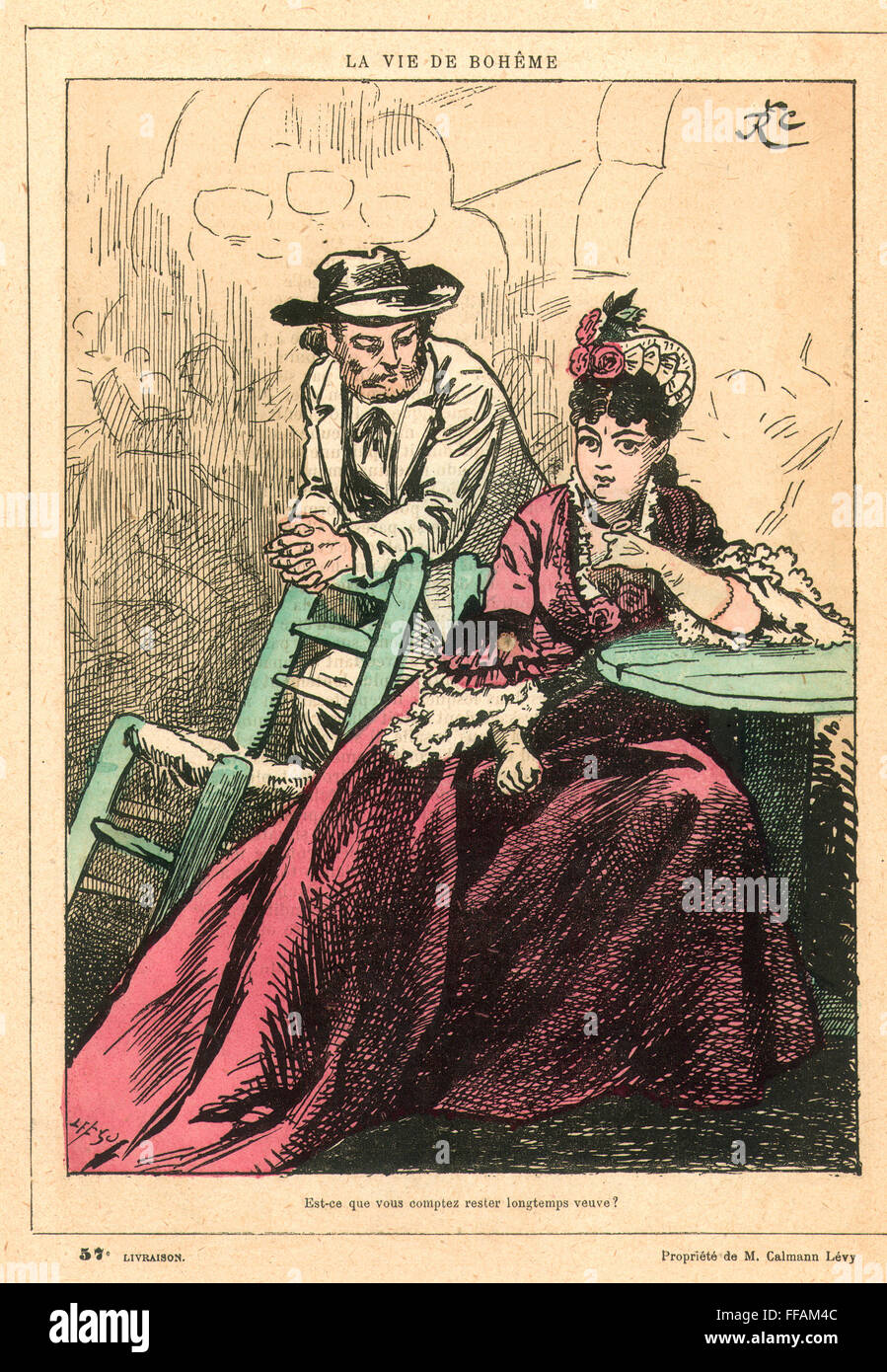 MURGER: VIE de BOHEME, 1849. /nIllustration by Andre Gill to a 19th ...