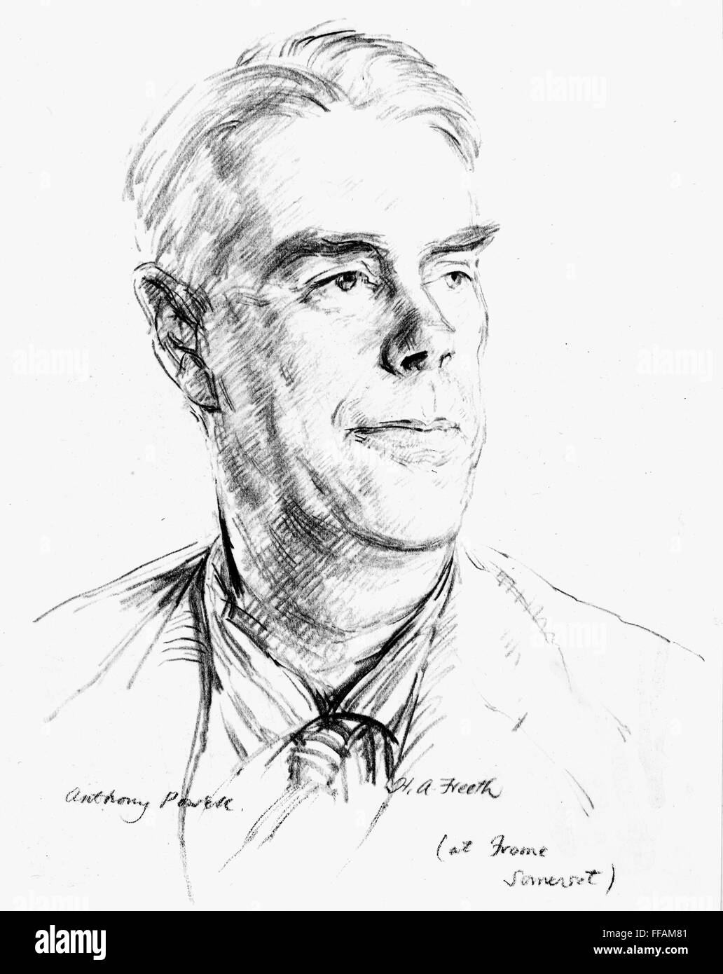 ANTHONY POWELL (1905-2000). /nEnglish writer. Pencil drawing, 1976, by ...