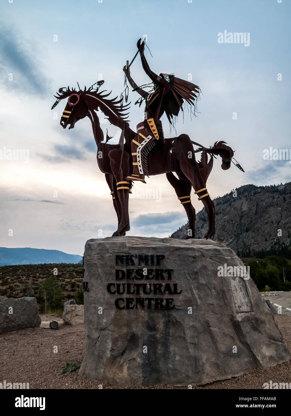 Native Sculpture in Okanagan valley, British Columbia, Canada Stock ...