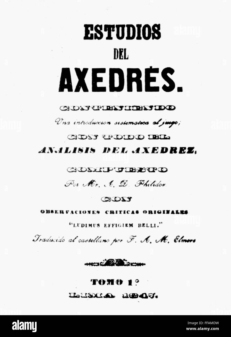 FRANCOIS ANDRE PHILIDOR /n(1726-1795). French chess player and composer ...