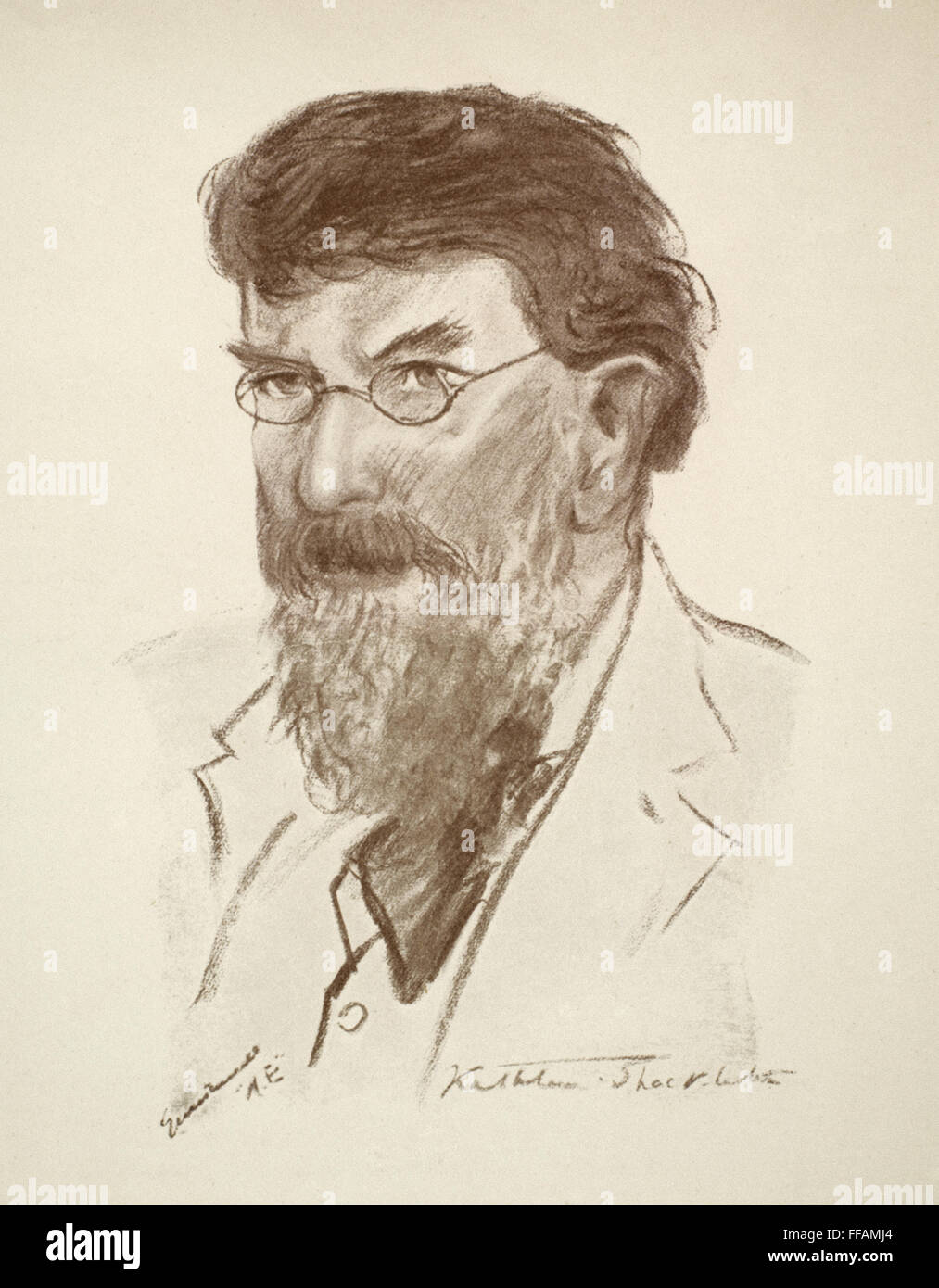 GEORGE WILLIAM RUSSELL /n(1867-1935). 'AE.' Irish writer. Drawing ...