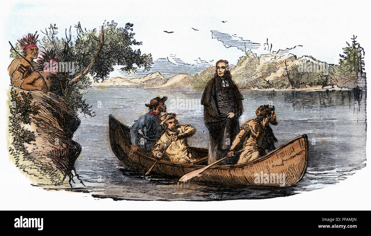 MARQUETTE & JOLLIET, 1673. /nFather Jacques Marquette (standing), Louis ...