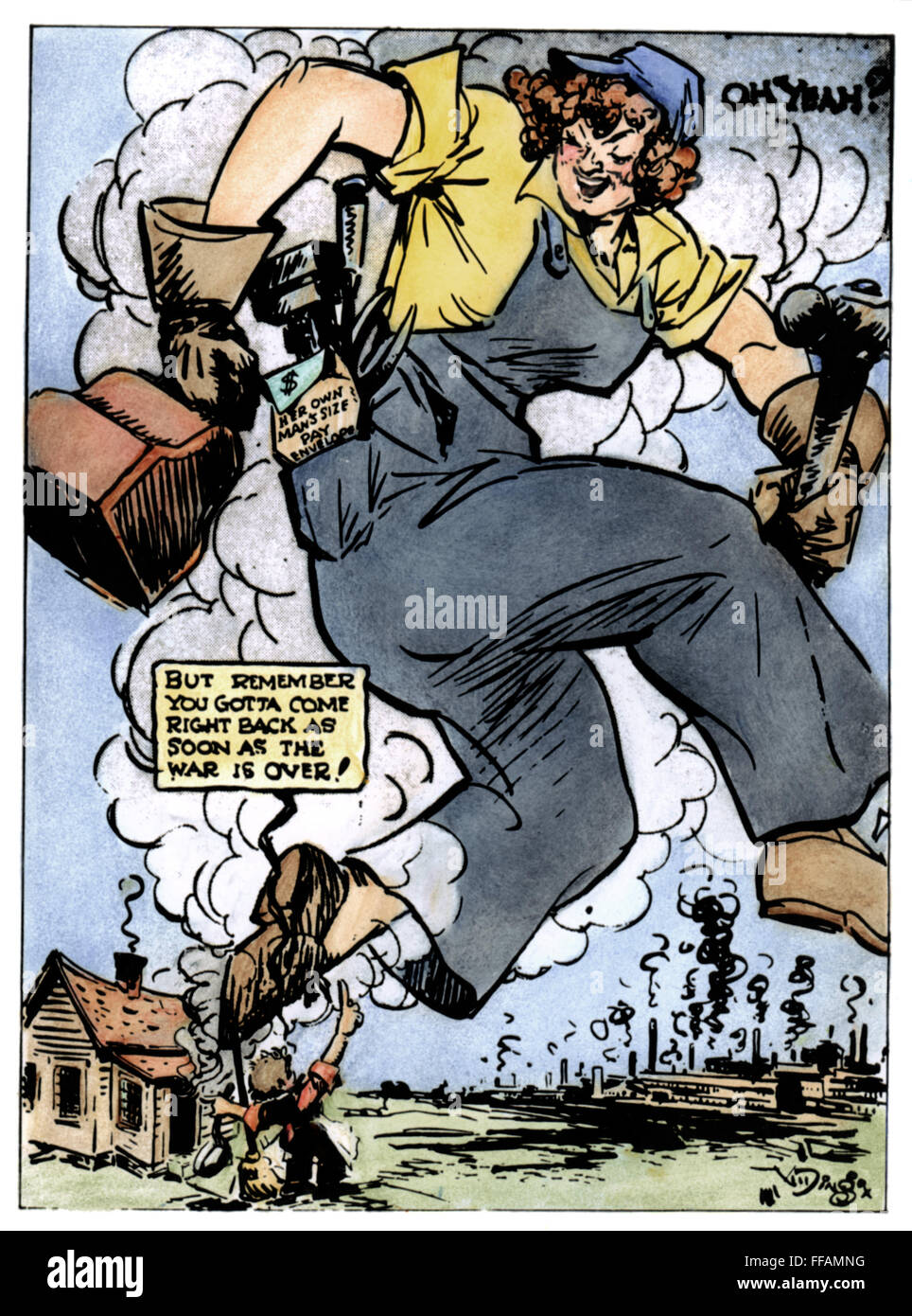 WOMEN WORKERS CARTOON. /n'Rosie the Riveter Steps Out.' American Stock ...