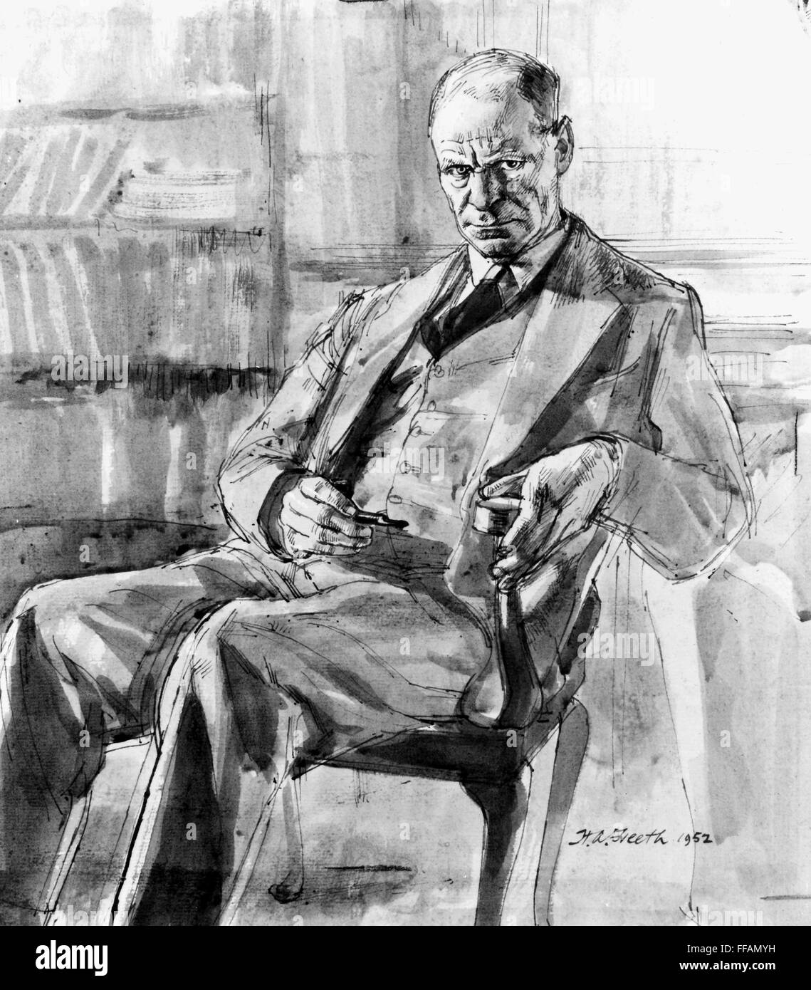 GILBERT RYLE (1900-1976). /nEnglish philosopher. Sepia and watercolor ...