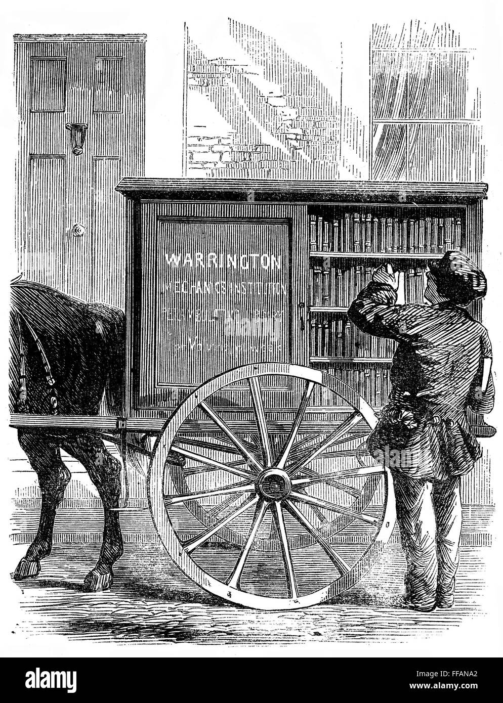BOOKMOBILE, 1860. /nA 'perambulating' library sponsored by the ...