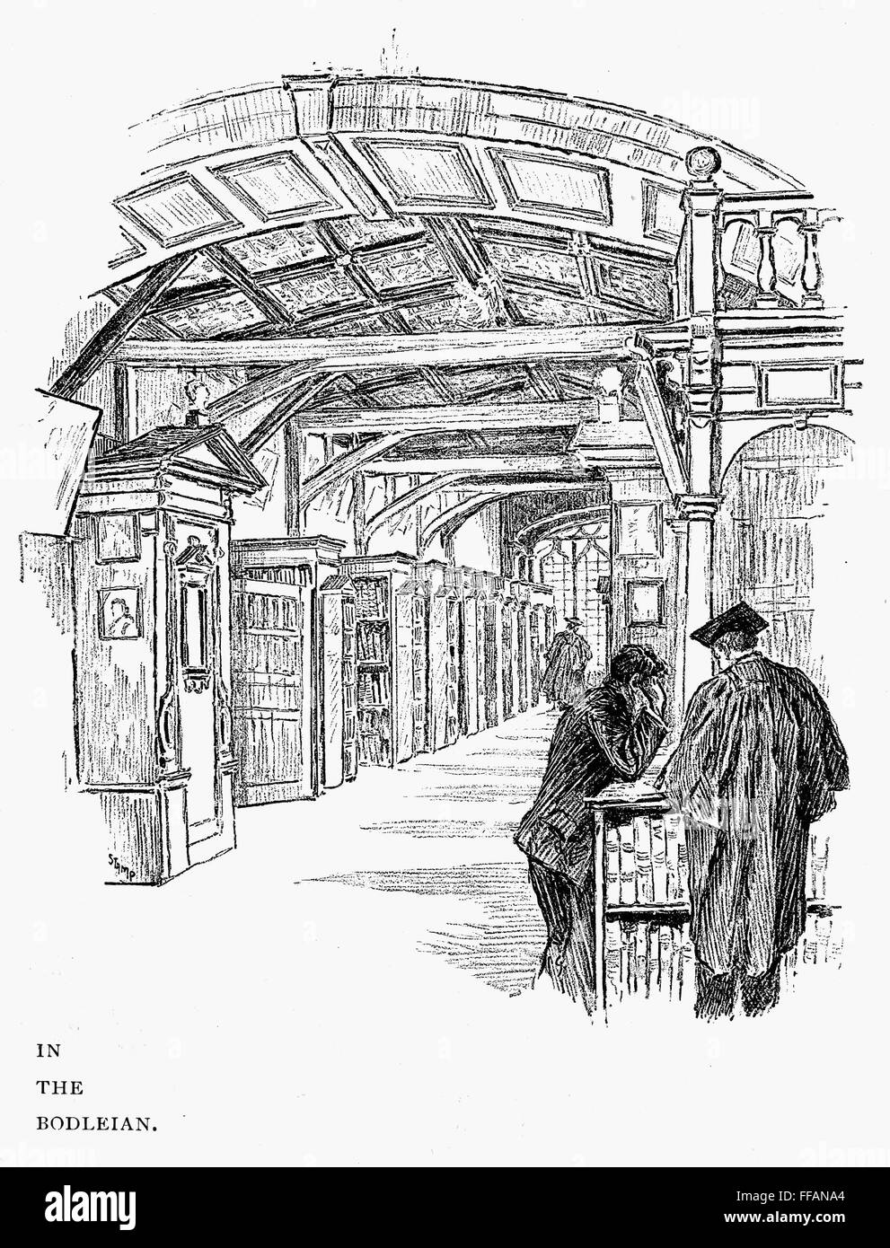 OXFORD: BODLEIAN LIBRARY. /nDrawing, c1890, by Ernest Stamp Stock Photo ...