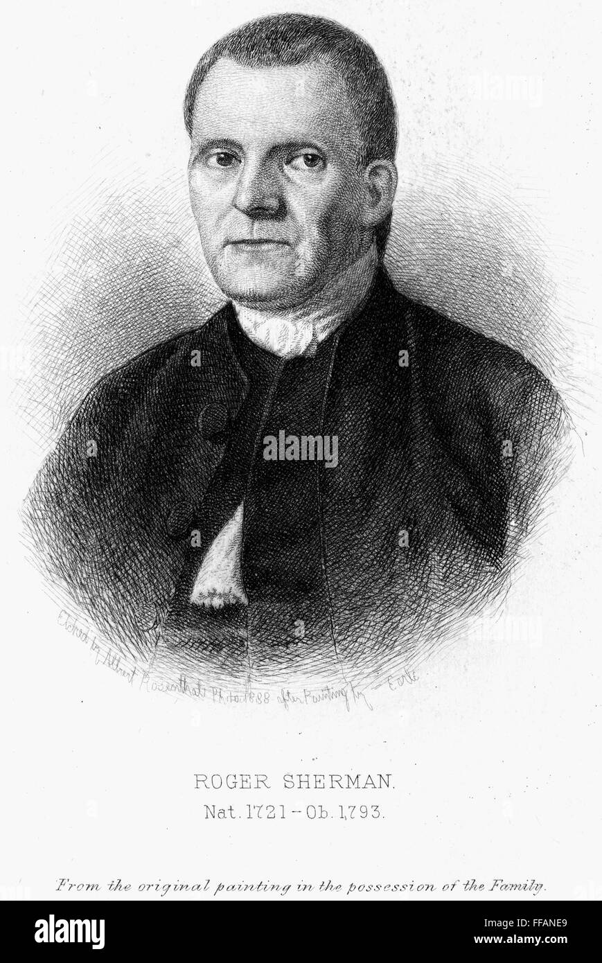 ROGER SHERMAN (1721-1793). /nAmerican jurist and statesman. Etching ...