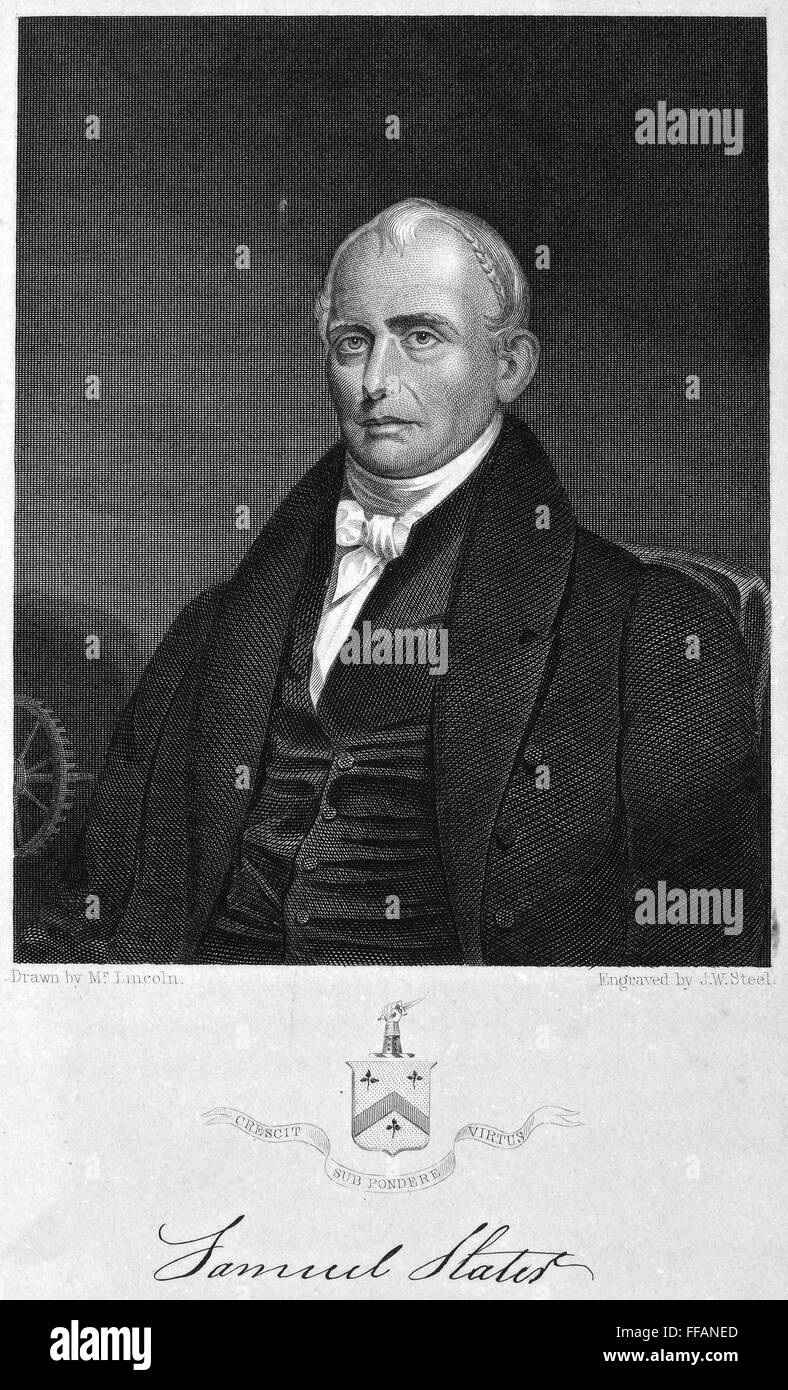 SAMUEL SLATER (1768-1835). /nAmerican industrialist. Engraving, 19th ...