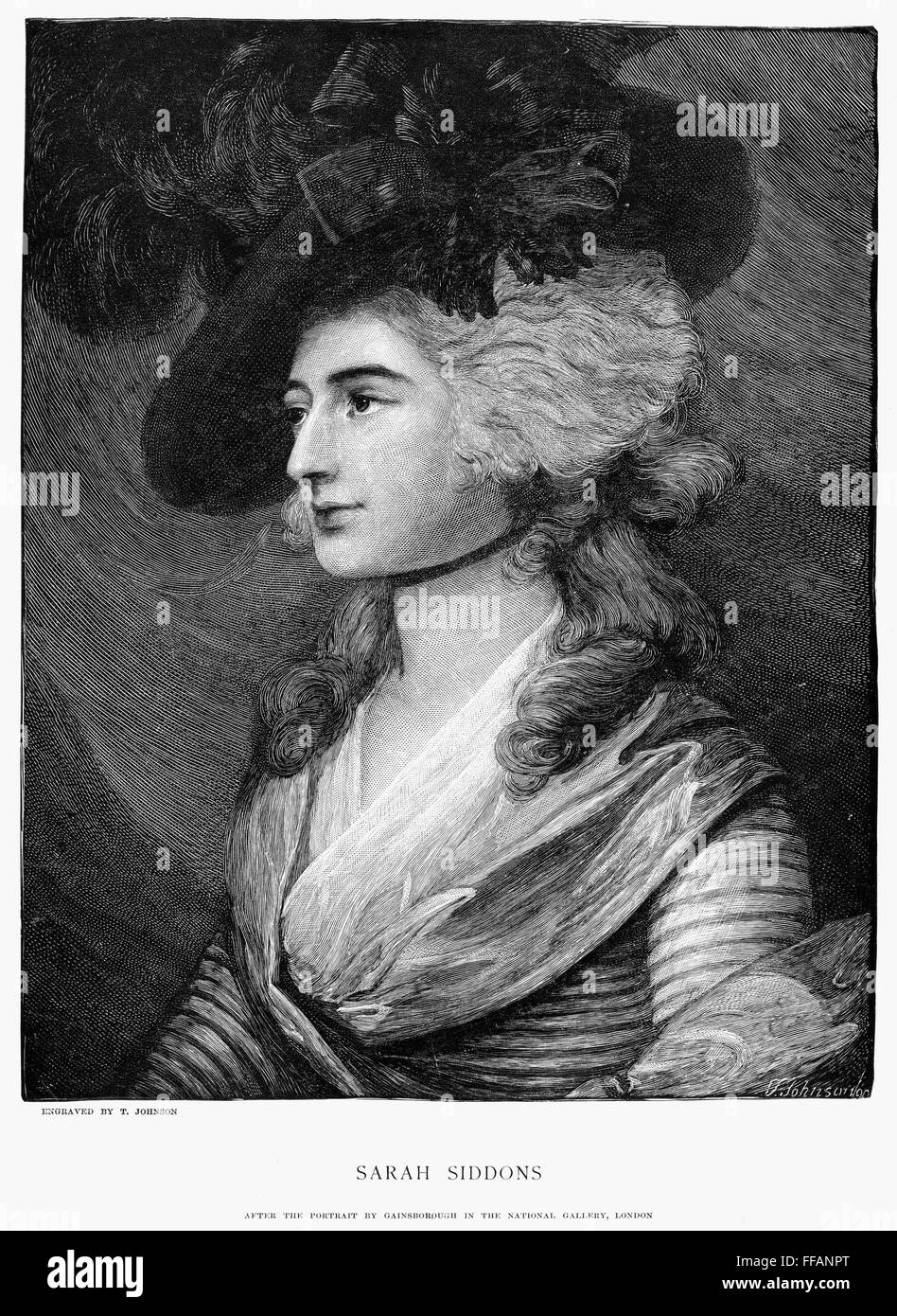 SARAH SIDDONS (1755-1831). /nNΘe Kemble. British actress. Wood ...