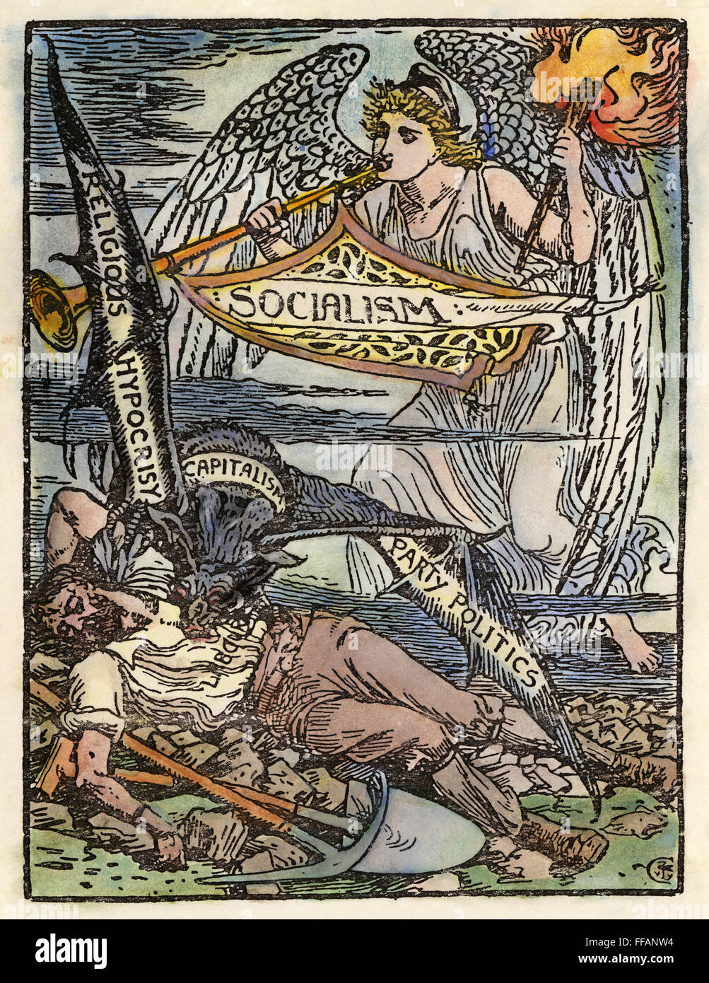 SOCIALIST ALLEGORY, 1885. /nThe angel of socialism approaching to ...