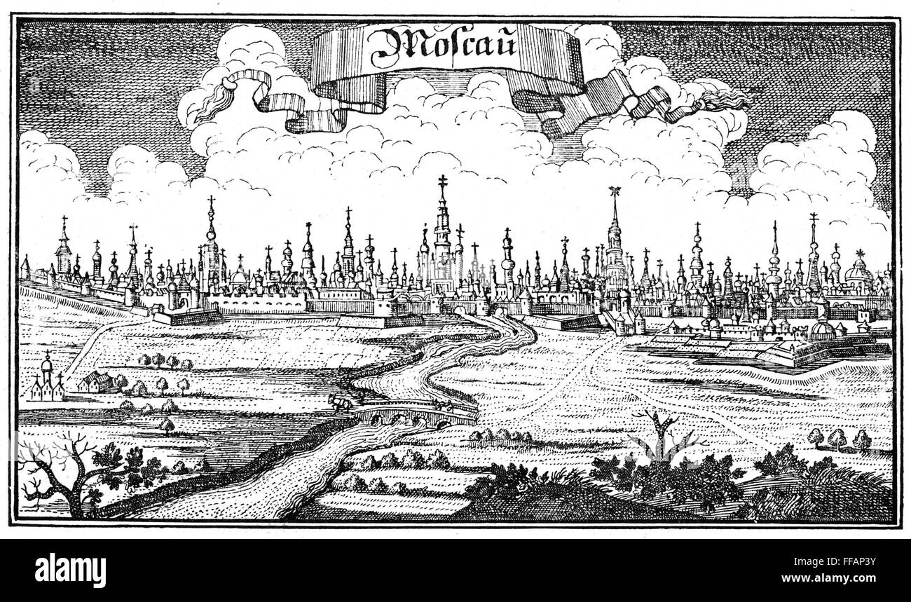 MOSCOW, 1738. /nView of the city of Moscow. Line engraving, German ...
