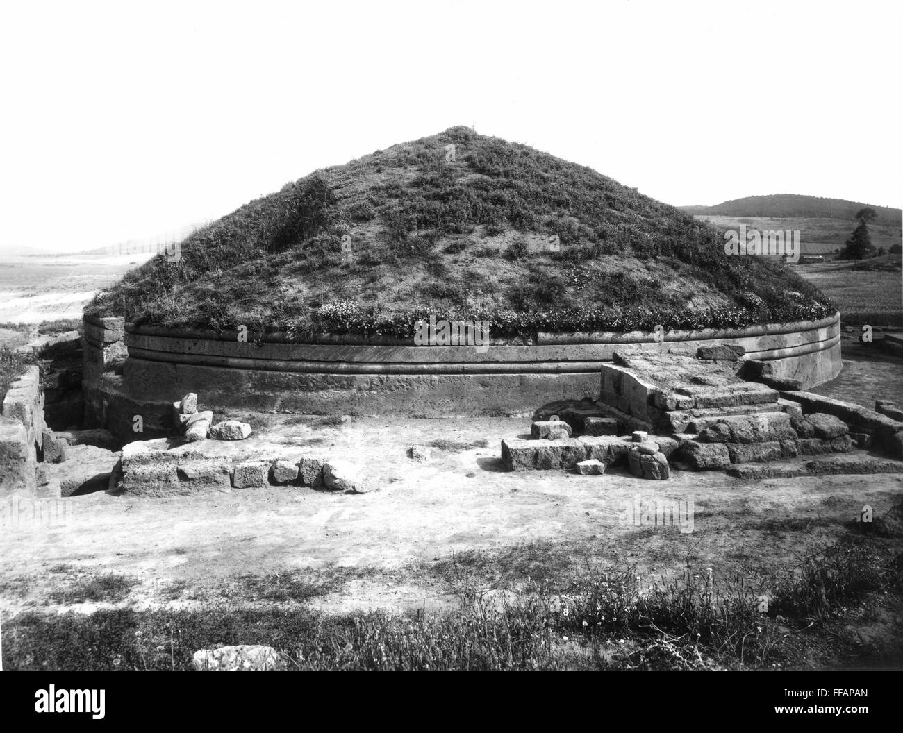 ETRUSCAN TOMB. /nCircular tomb at an ancient Etruscan cemetery in ...