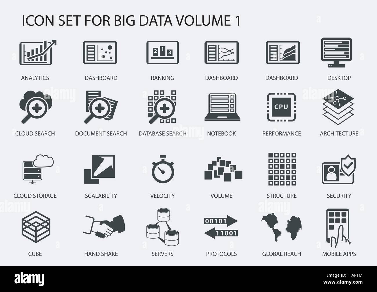 Big data vector icon set in flat design Stock Vector Image & Art - Alamy