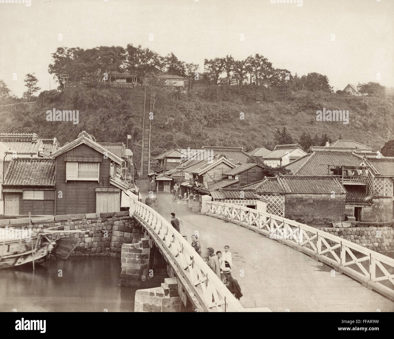 JAPAN: YOKOHAMA, 1880s. /n'One Hundred Steps' at Yokohama, Japan ...