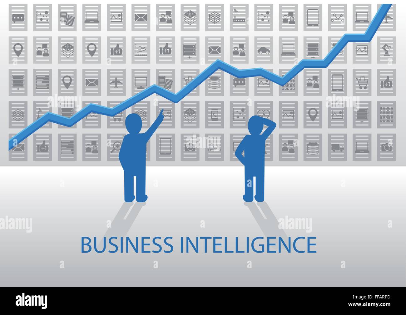 Business Intelligence illustration. Analyzing positive chart Stock ...