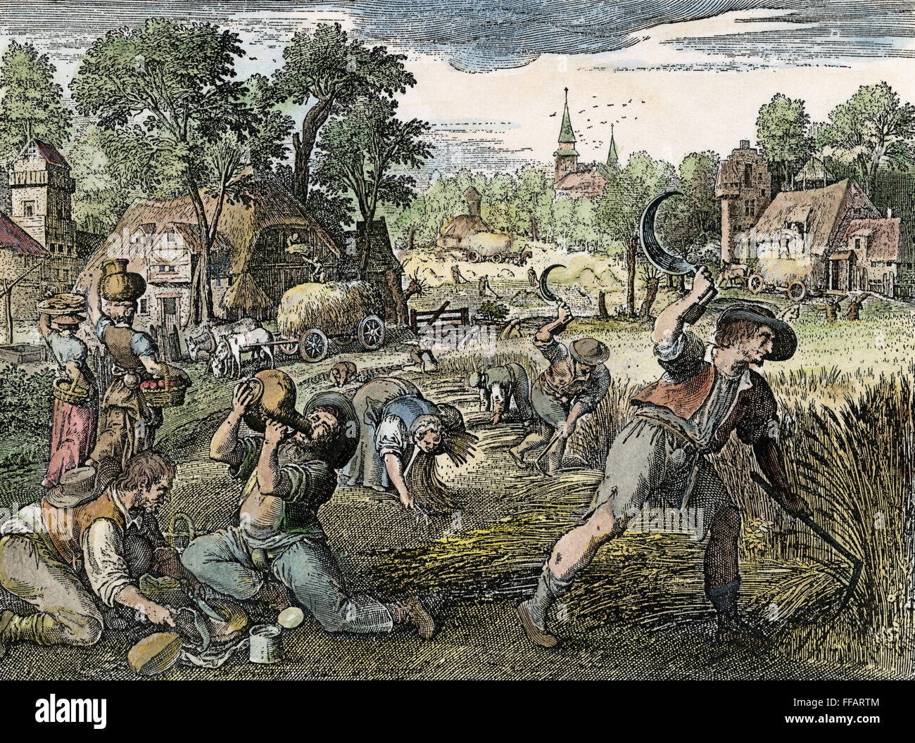 FARMING, 17th CENTURY. /nPeasants farming. German copper engraving ...