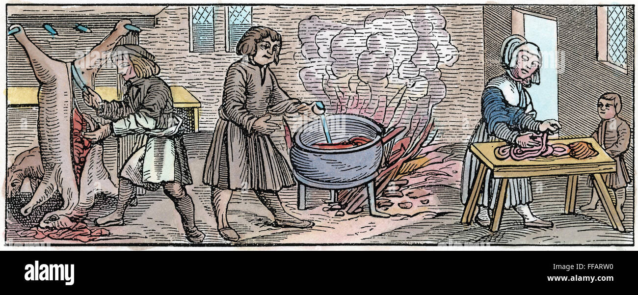 KITCHEN, 1518. /nInterior of a kitchen in the 16th century. Woodcut ...