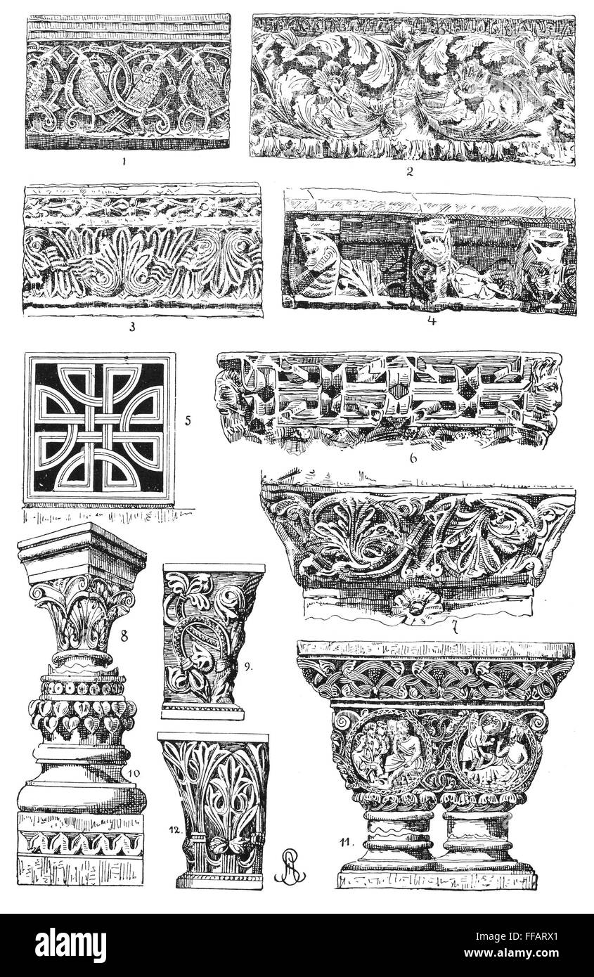ROMANESQUE ORNAMENT. /nFrench Romanesque decorative architectural ...