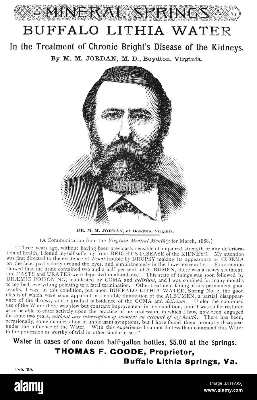 BUFFALO LITHIA WATER, 1890. /nAmerican magazine advertisement, 1890 ...