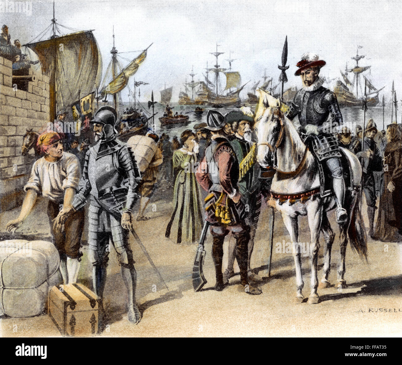 DE SOTO: DEPARTURE, 1538. /nThe departure of Hernando de Soto's Florida ...