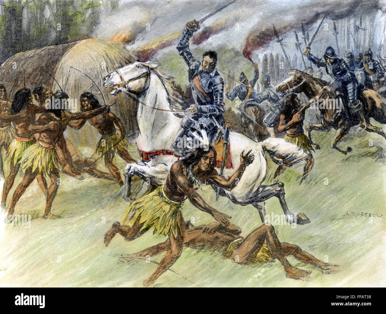 DE SOTO: ALABAMA, 1540. /nHernando de Soto and members of his ...