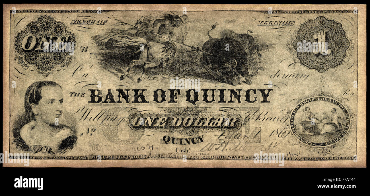 UNION BANKNOTE, 1861. /nState of Illinois banknote for one dollar ...